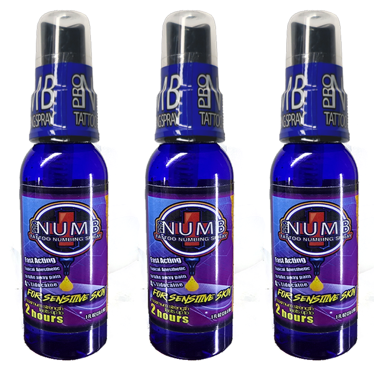 1oz (3 Pk) (sinsative skin) Pro Numb Tattoo Numbing Spray